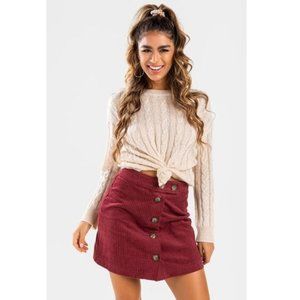 Francesca's Collections | Skirts | Nwt Francescas Maroon Button Front ...